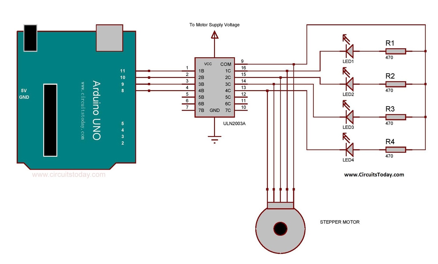Bipolar Stepper Motor Arduino Circuit - Circuit Diagram