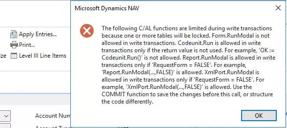 Error Resolution to “Form.RunModal is not allowed in write transaction ...