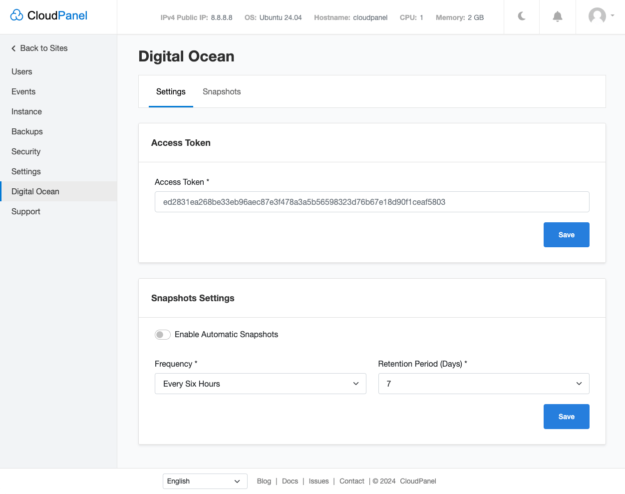 Digital Ocean Cloudpanel Documentation