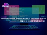How To Pass Variables From Html Page To Another With Javascript