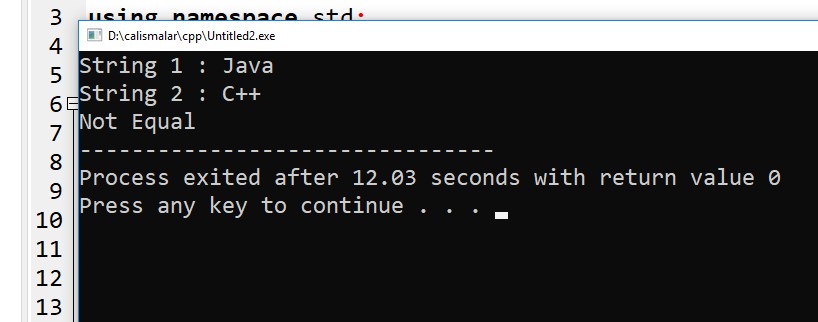C Program To Compare Two Strings Without Using Strcmp Programming Code Examples