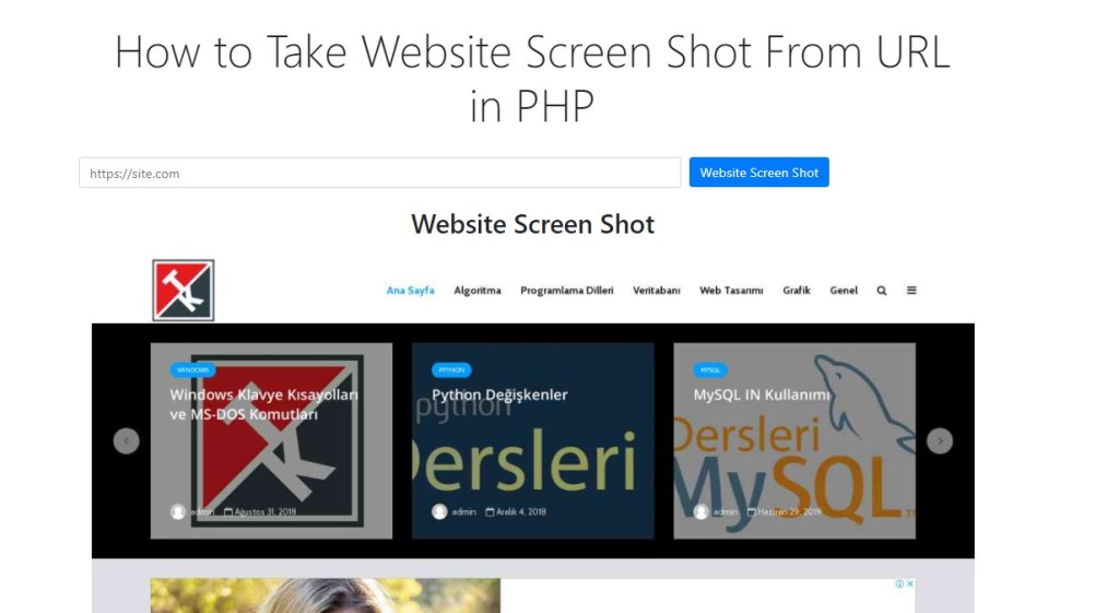 Capture Screenshot of Website from URL using PHP - Programming Code Examples