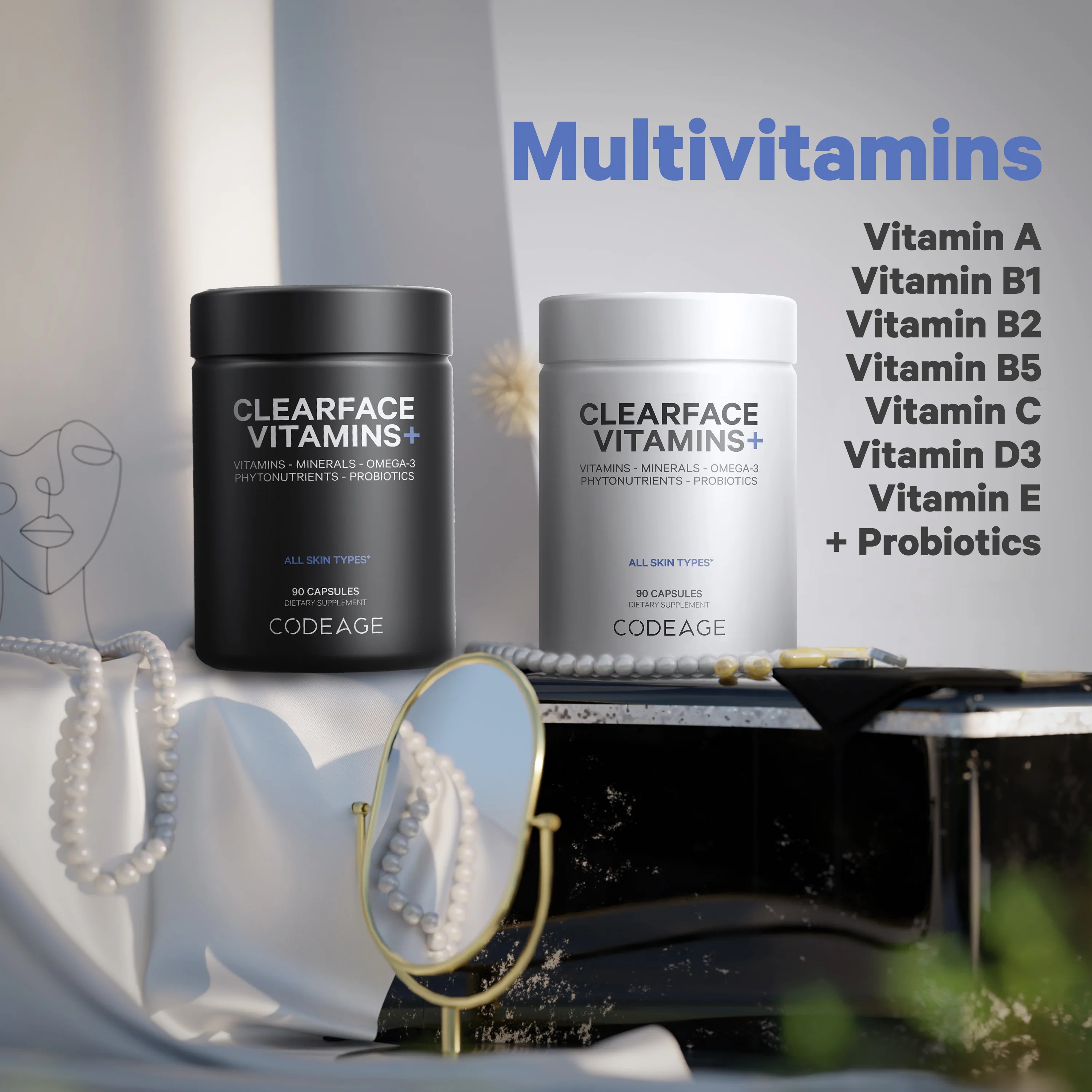 Codeage Clearface Vitamins A E Zinc Niacin Pantothenic Acid Skin