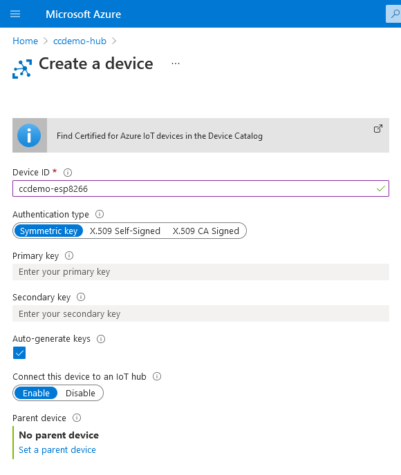 Connecting an ESP8266 to the Azure IoT Hub – Code Cauldron