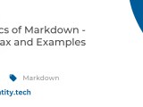 Basics Of Markdown Syntax And Examples Code Entity Blog