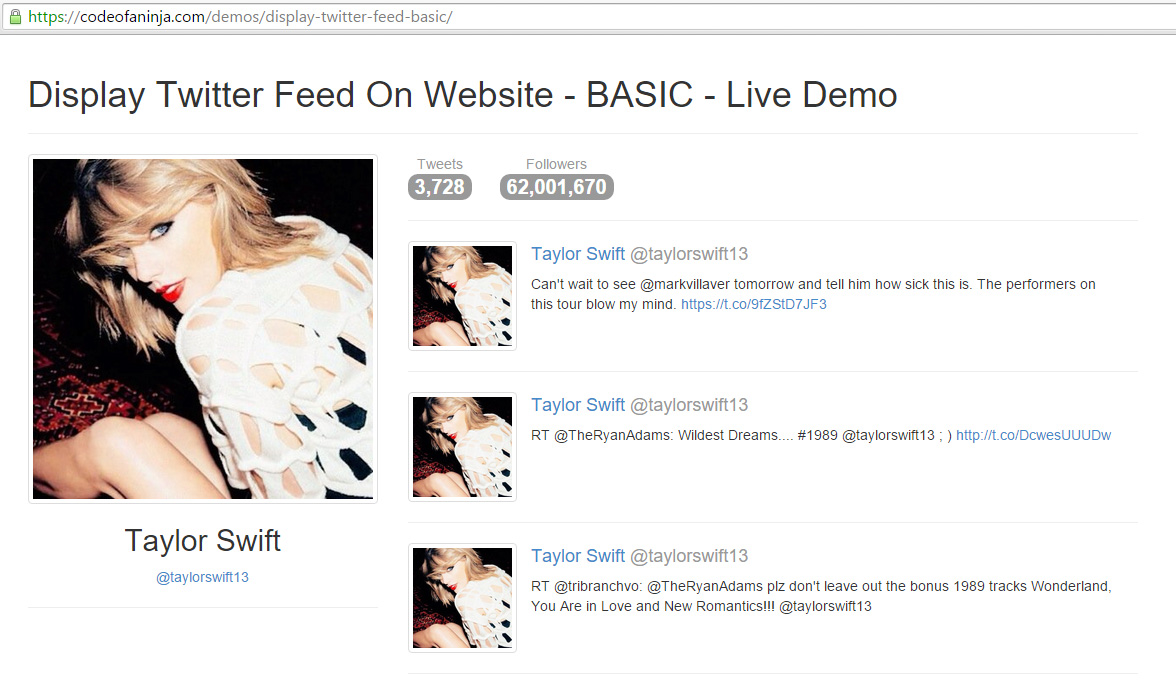 How To Display Twitter Feed on Website - PHP Simple Script