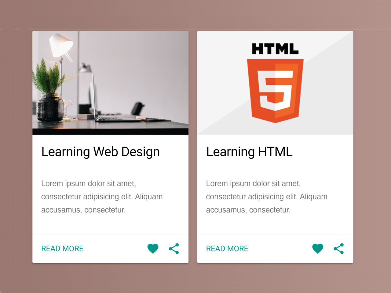 Material Simple Cards in jQuery — CodePel