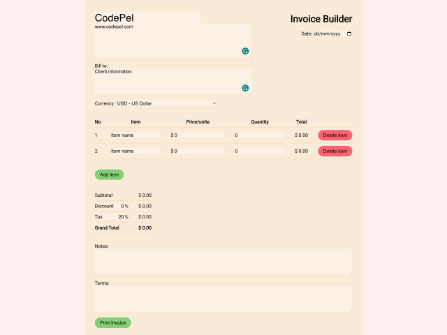 Vue.js Invoice Generator — CodePel