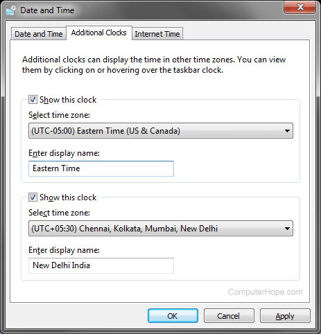 Display multiple clocks in Windows | flower27289
