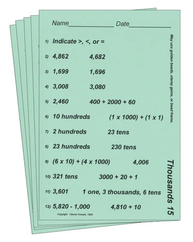 Numeration Conceptual Learning Materials