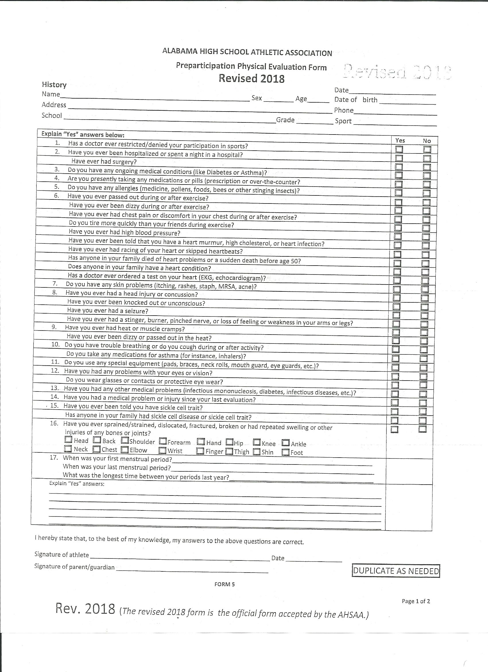 Guilford County Schools Page High School Concussion Forms - CountyForms.com