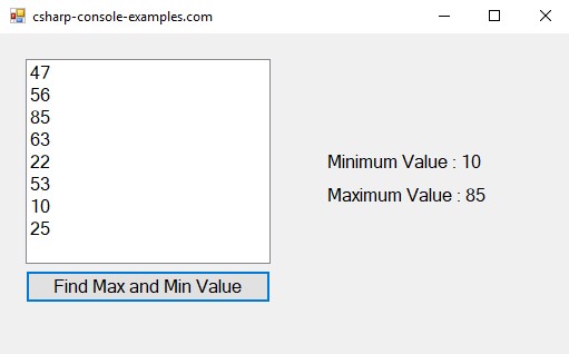 C Find The Greatest And Lowest Value In Listbox Programming Pseudocode Example C