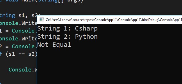 C Program To Compare Two Strings With If Condition Programming
