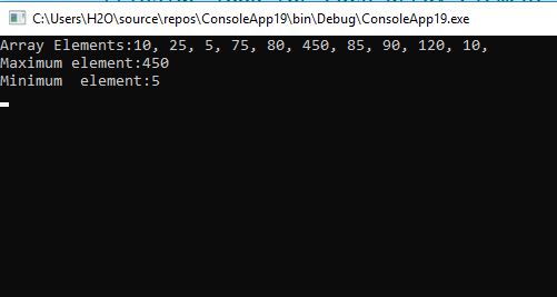 C Console Program To Find Minimum And Maximum Value In Array Programming Pseudocode Example 5746