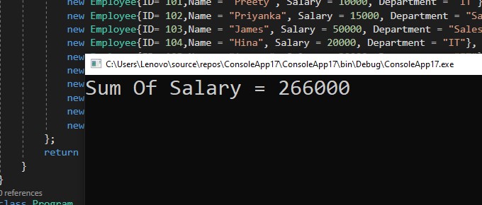 Calculate The Sum Of Salaries Of All The Employees In C Usinq Linq Programming Pseudocode