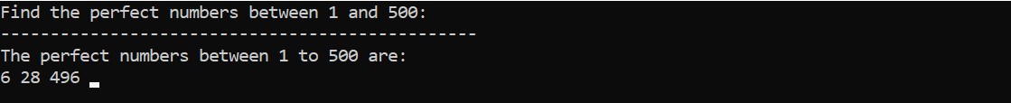 Find The Perfect Numbers Between 1 And 500 In C Programming Pseudocode Example C