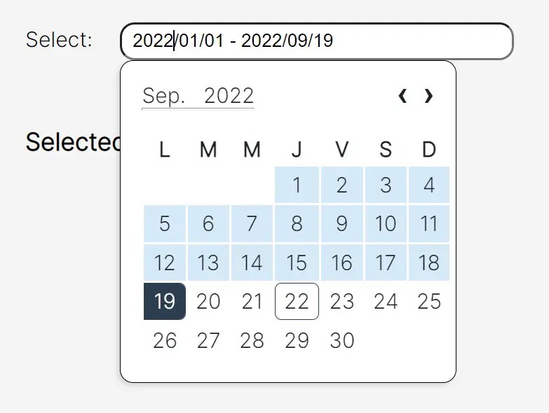 Easy Animated Date Range Picker In Javascript Css Script