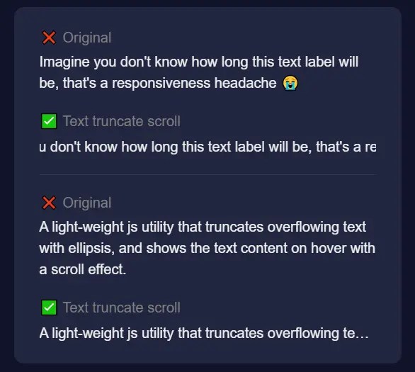 Convert Text Block Into Horizontal Scroller Text Truncate Scroll Css Script