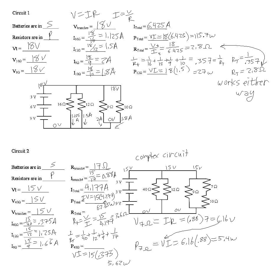 Parallel Circuit Worksheet 2 Answer Key - Circuit Diagram