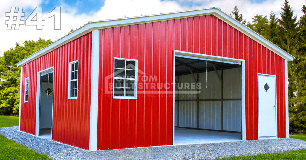 #41 22x26x9 Residential Metal Garage Shed - Custom Built Structures, Inc.