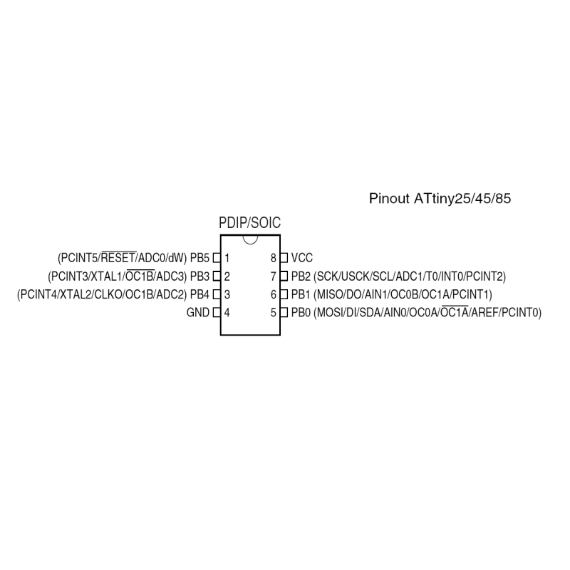 ATtiny85 Microcontroller IC (DIP-8) | DaakyeTech ATtiny85 Microcontroller IC (DIP-8) | DaakyeTech