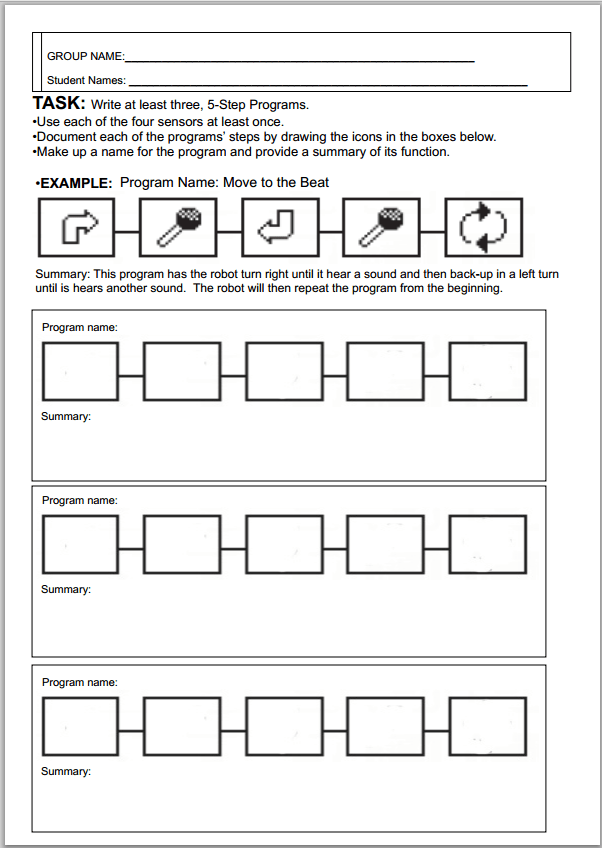 Nxt On Brick Programming Worksheet Damien Kee