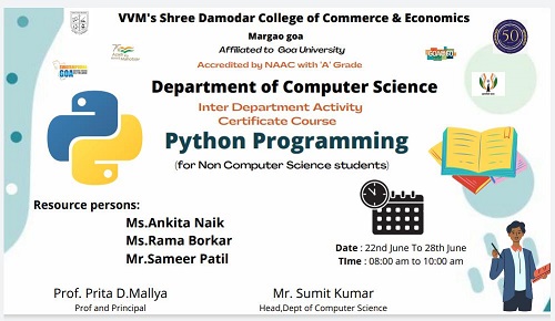 Certificate Course – Programming in Python (For Non-CS Students) – Shree Damodar College of ...
