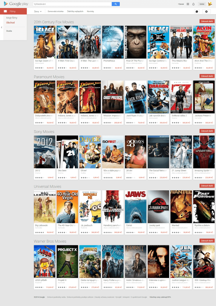 Google zpřístupnil sekci Filmy. Ceny ale nepotěší