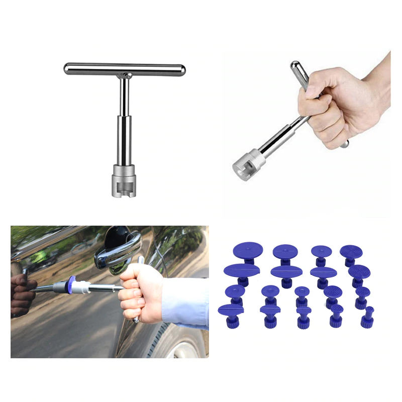 Hammer Dent Puller - Metal T-Puller with 18 Glue Tabs - Dent Puller Kit
