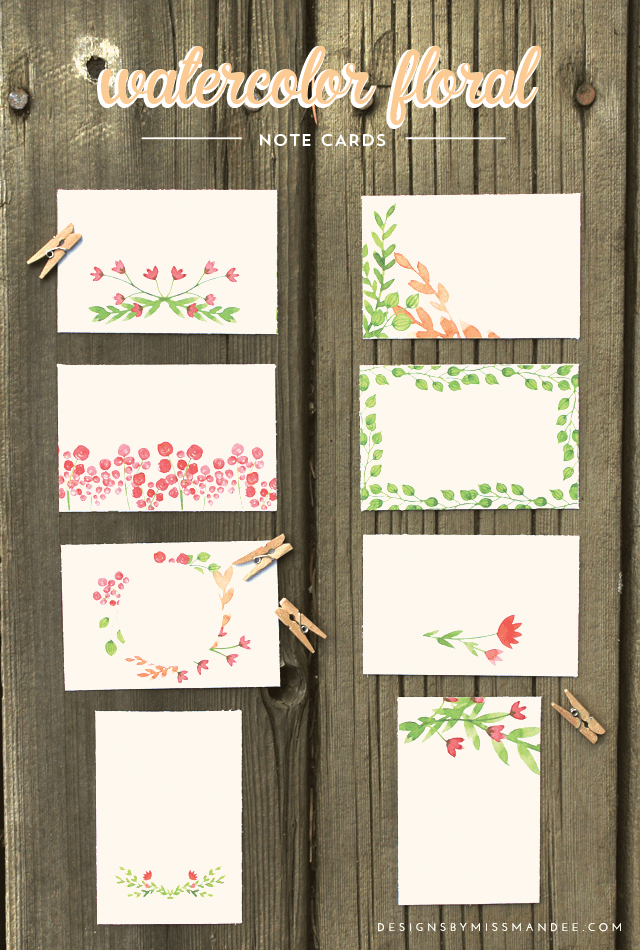 Watercolor Floral Note Cards - Designs By Miss Mandee