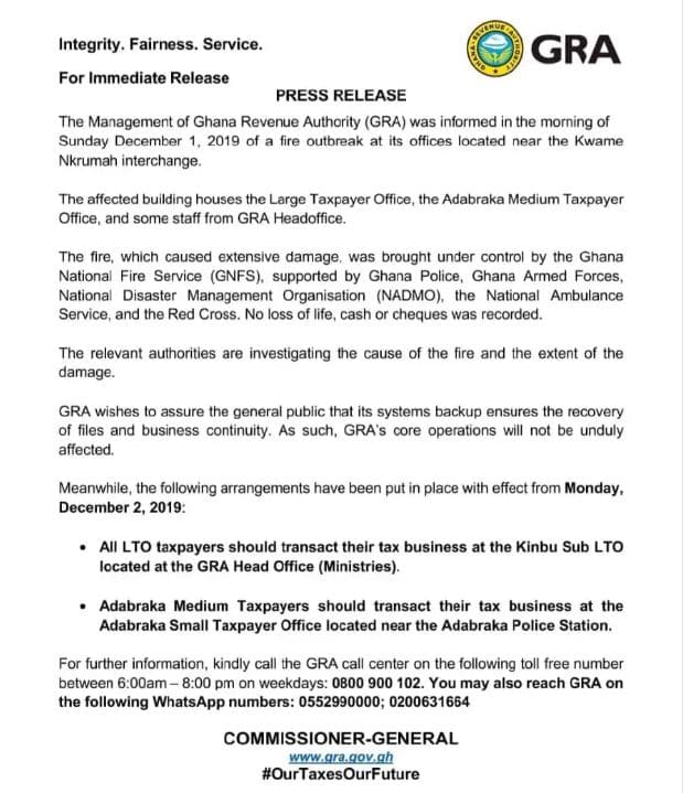 GRA FIRE ADABRAKA MEDIUM TAXPAYERS