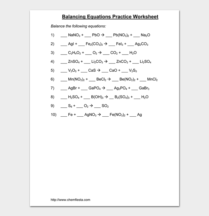 Balance Chemical Equations Lesson Plan - Tessshebaylo