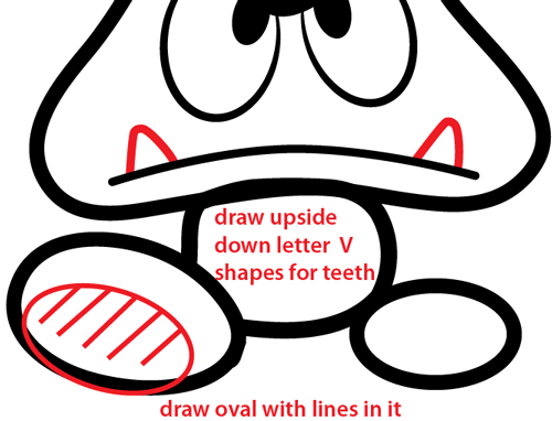 how to draw goomba from mario | Oliver's Owl Post