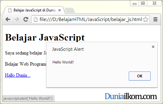 Cara Memasukkan (input) kode JavaScript ke dalam HTML – Site Title