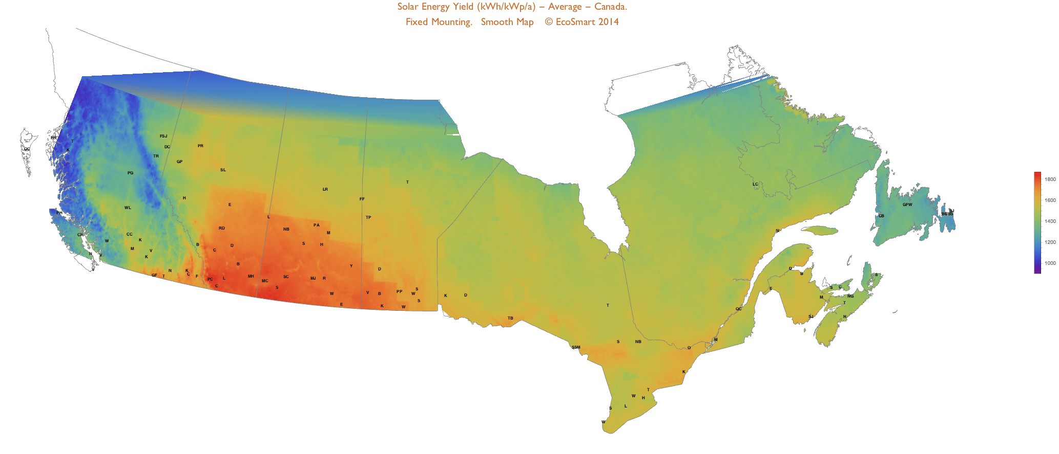 Solar Energy Maps of Canada – EcoSmart Sun