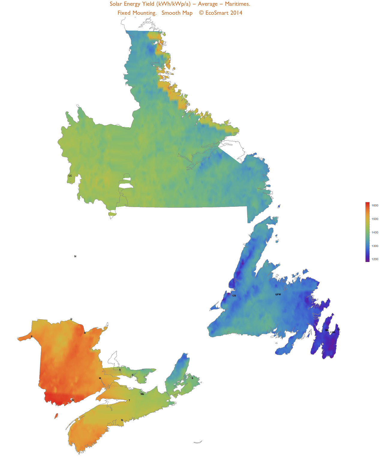 Solar Energy Maps of Canada – EcoSmart Sun