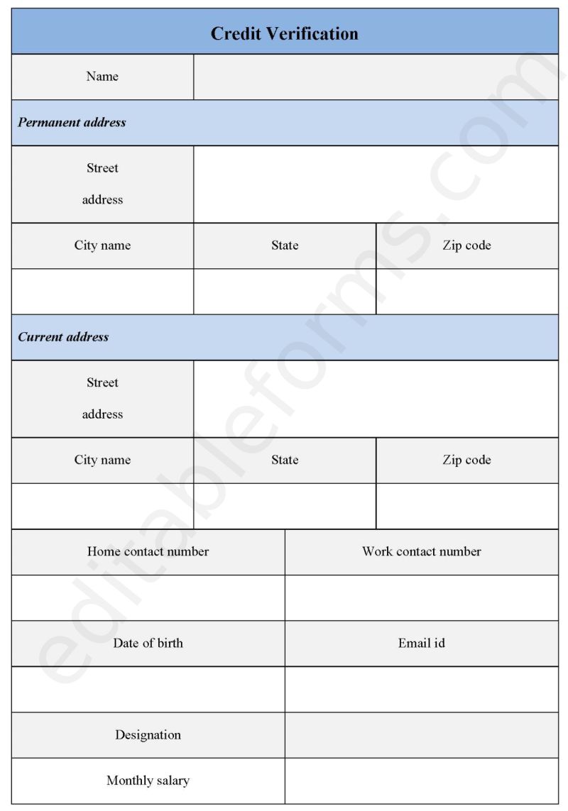 Credit Verification Form Sample Forms - Best Space Textures in Retina