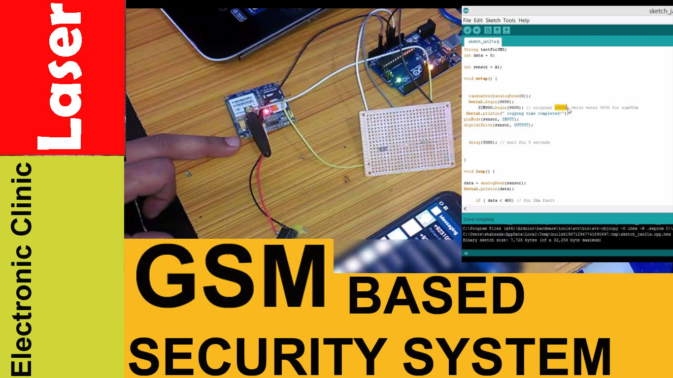 Arduino and Gsm based laser security system "Intruder Alert message"