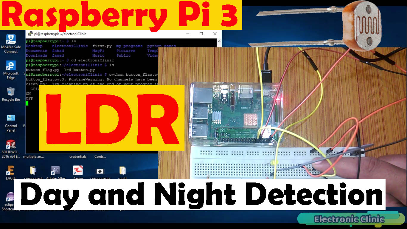 Raspberry pi 3 LDR Sensor, circuit and python programming