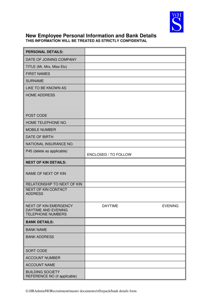Employee Bank Details Form Template Word Employeeform employee-bank-details-form-template-word-employeeform