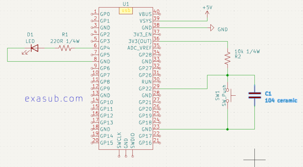 How to use button with Raspberry Pi Pico using micropython – EXASUB