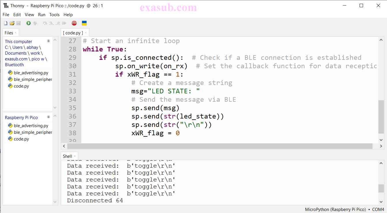How To Use Bluetooth Le Of Raspberry Pi Pico W Using Micropython Exasub