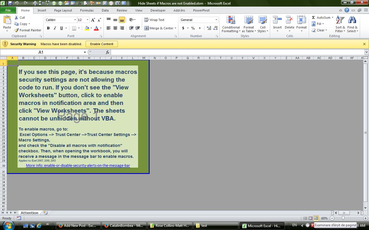Hide Excel Sheets If Macros Are Not Enabled Excel First