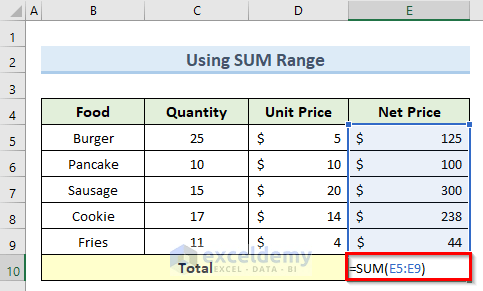 How To Use Sum Function In Excel 6 Easy Examples