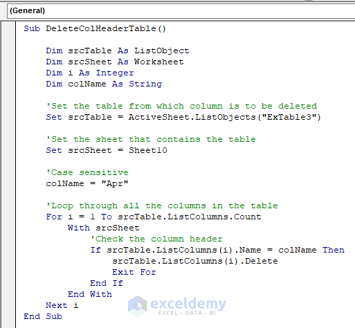 Vba To Delete Column In Excel 9 Criteria Exceldemy