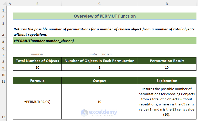 How To Use Permut Function In Excel With An Alternative