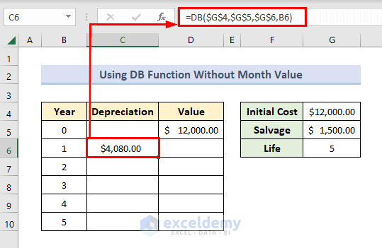 How To Use Db Function In Excel 2 Ideal Examples Exceldemy