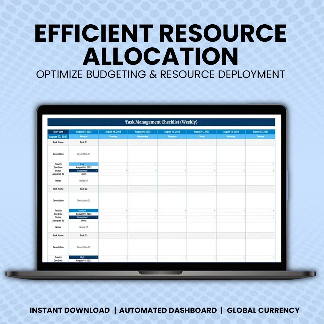 Task Management Checklist Excelsheets