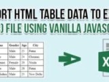Export Html Table Data To Excel Xls File Using Vanilla Javascript