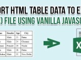 Export Html Table Data To Excel Xls File Using Vanilla Javascript